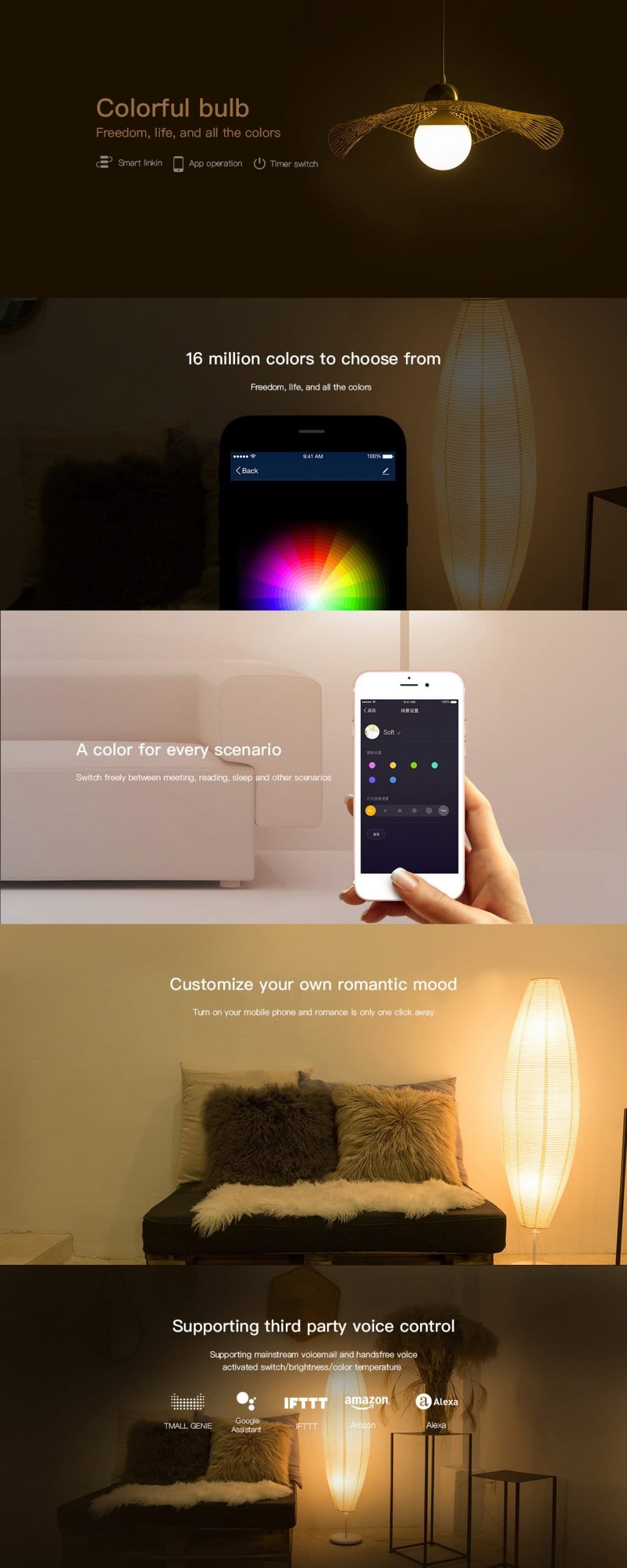 Smart light bulb WiFi RGB dimmable - https://doobara.com